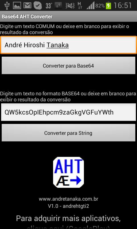 Base64AHT.apk para ANDROID: Programa que decodifica e codifica texto comum em Base64 | Tanaka ...